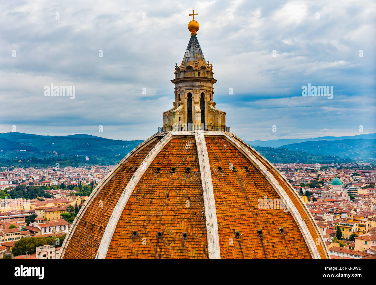 Large Dome Golden Cross Duomo Cathedral Church Florence Italy. Finished ...