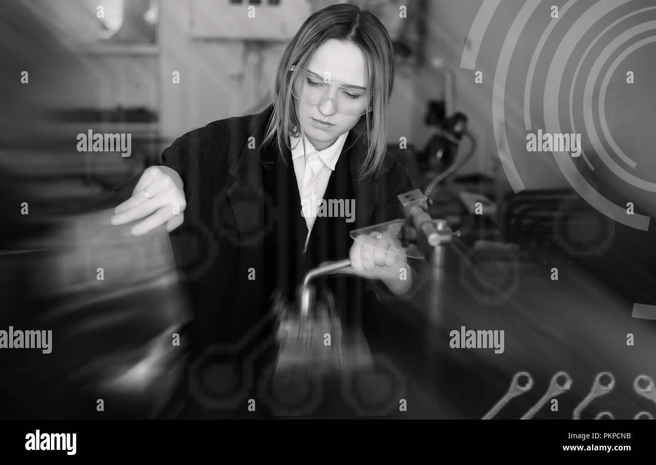 Background technological young woman engineer working Stock Photo - Alamy