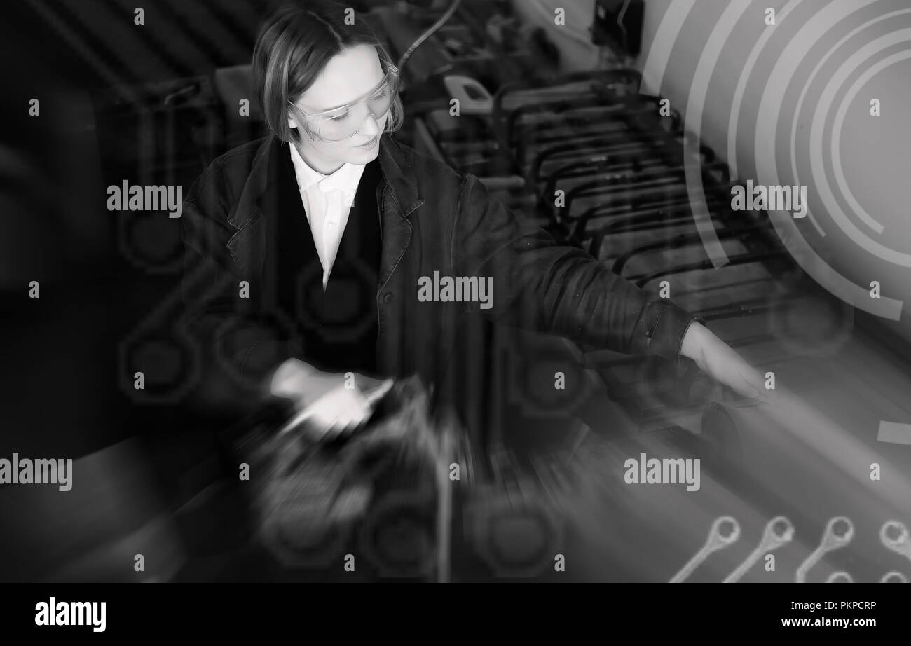 Background technological young woman engineer working Stock Photo - Alamy