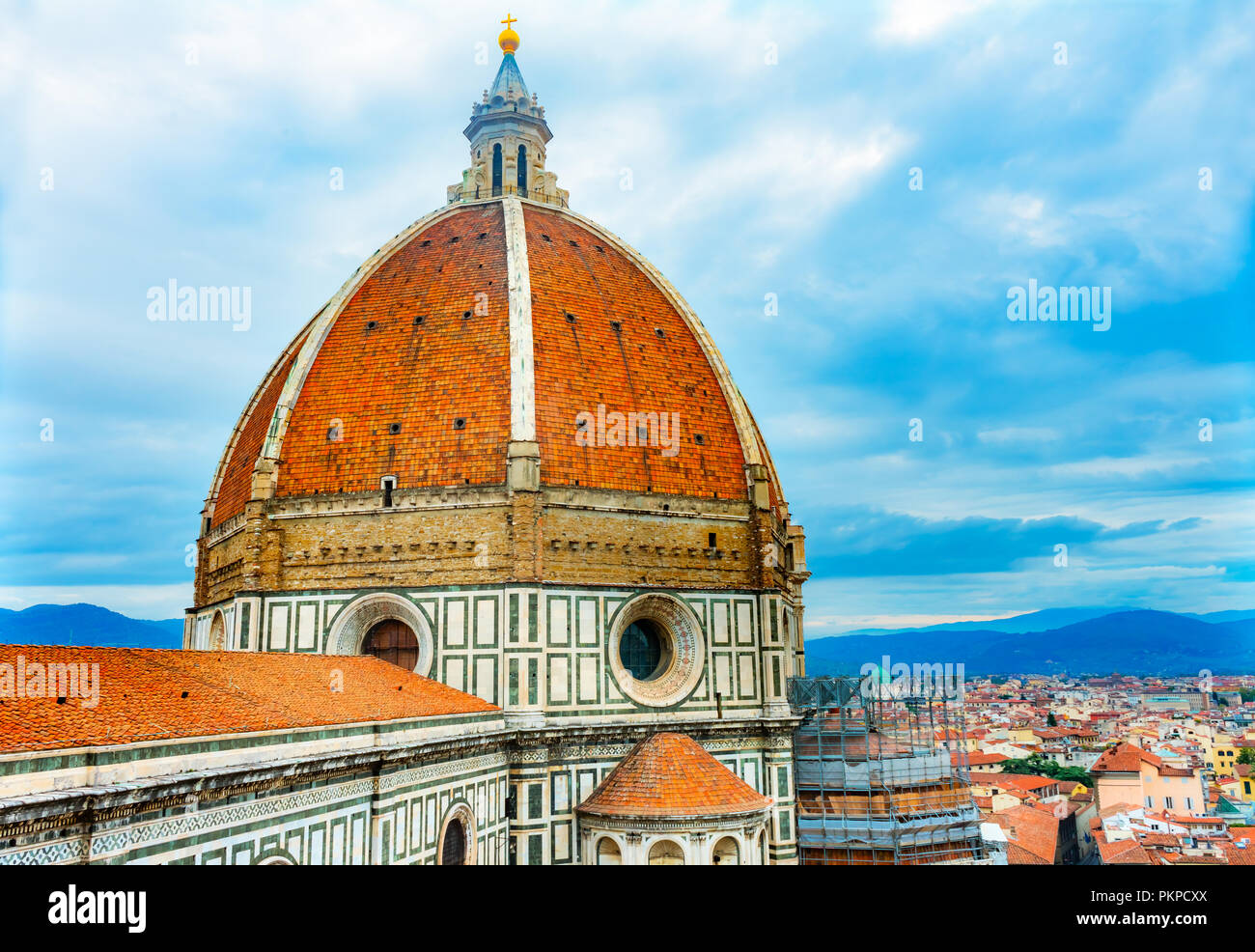 Large Dome Golden Cross Duomo Cathedral Church Florence Italy. Finished ...