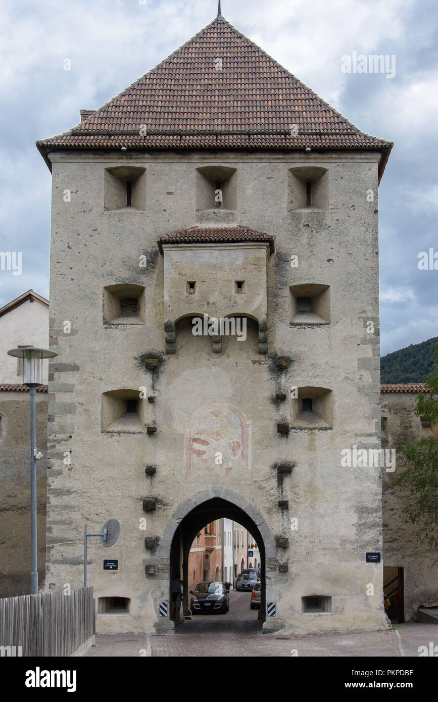 The medieval ramparts and gates of the village of Glurns in Vinschgau ...