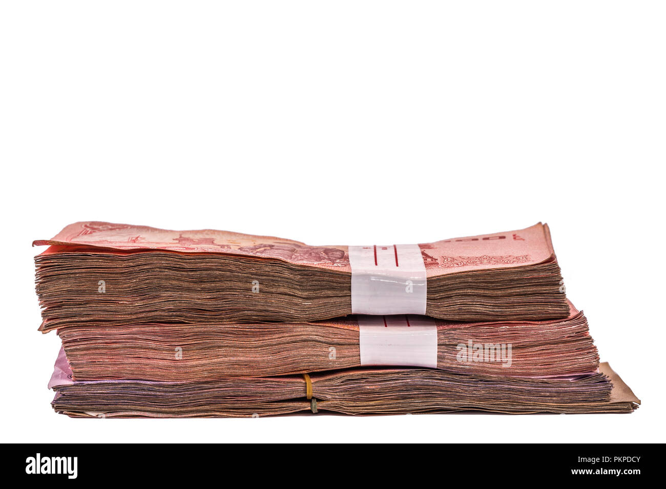 paper money of different types in white background with clipping path ...