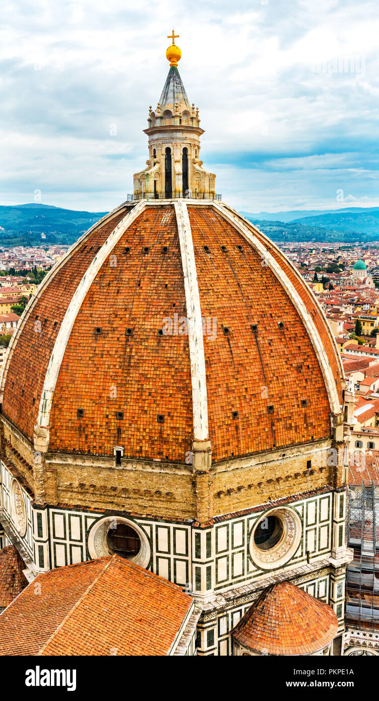 Large Dome Golden Cross Duomo Cathedral Church Florence Italy. Finished ...