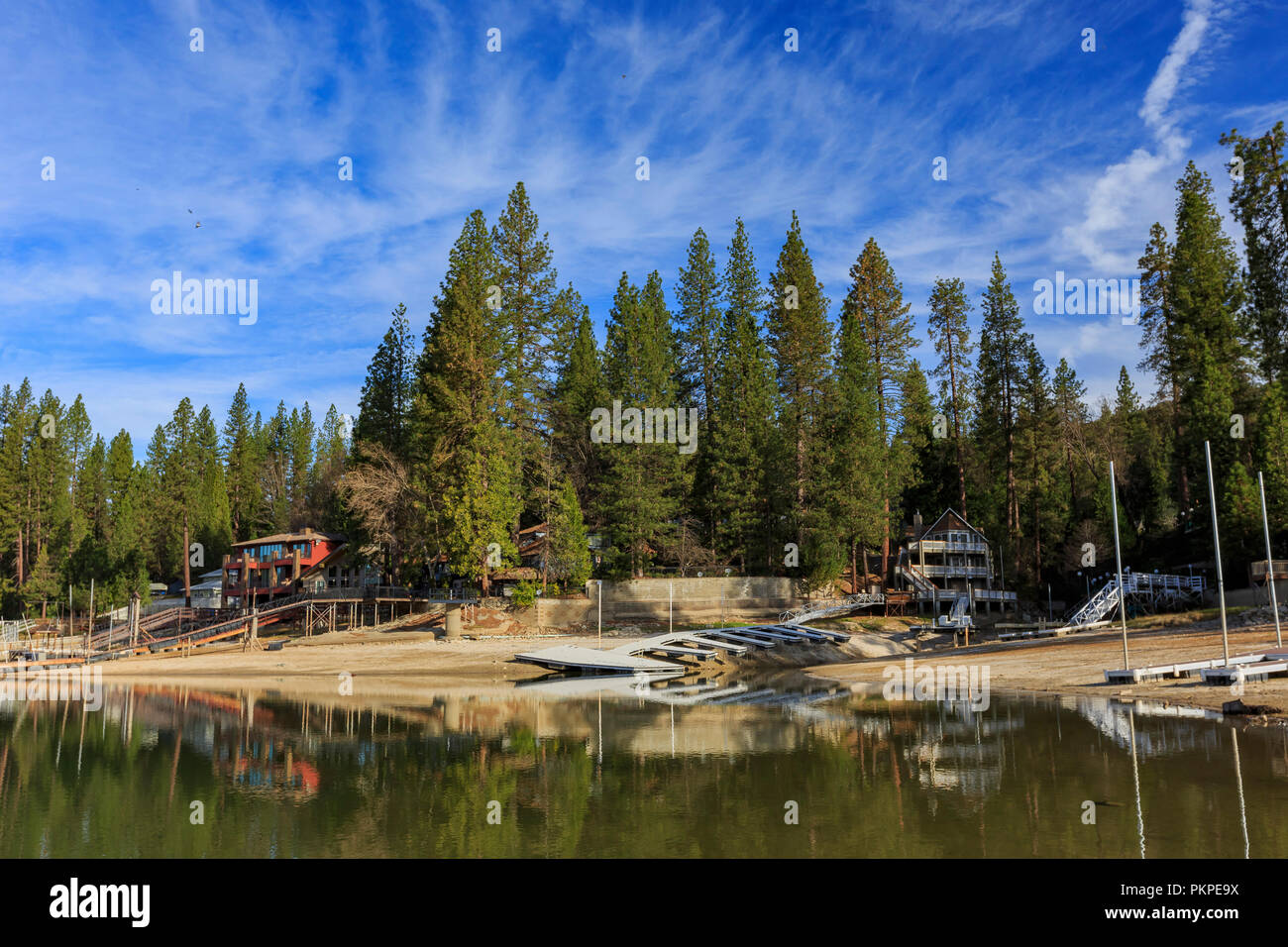 Morning view of the Bass lake, California Stock Photo - Alamy
