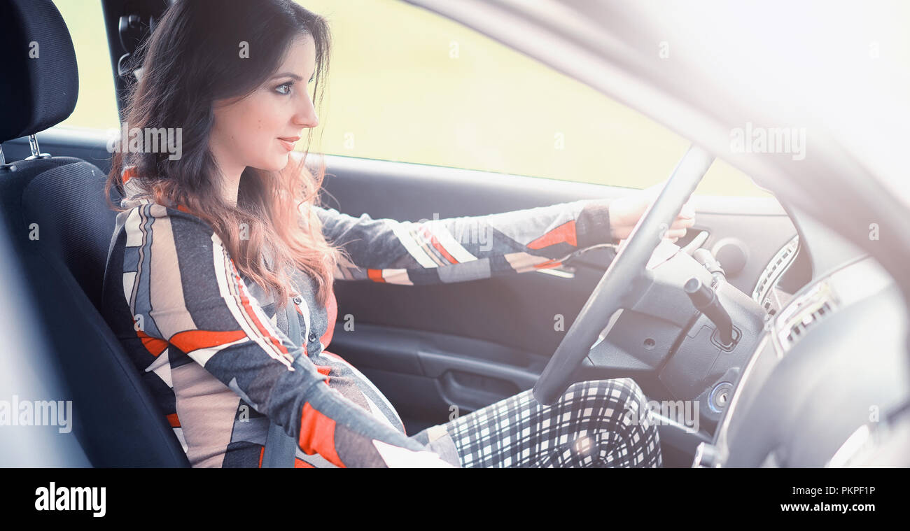 Girl driving a car bad emotions Stock Photo - Alamy