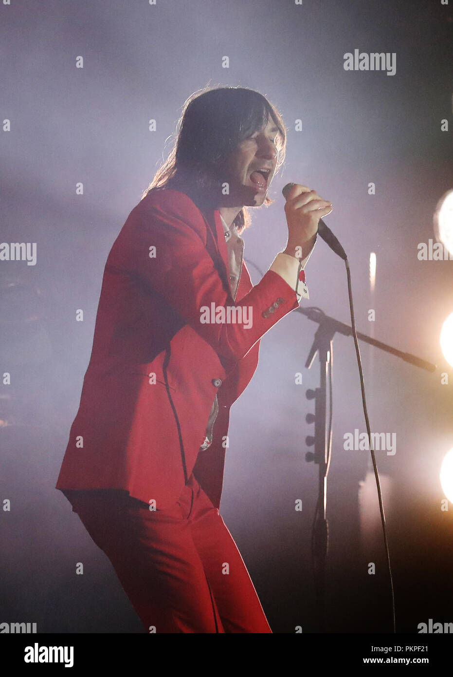 Lead singer of Primal Scream Bobby Gillespie performing at the 3D ...
