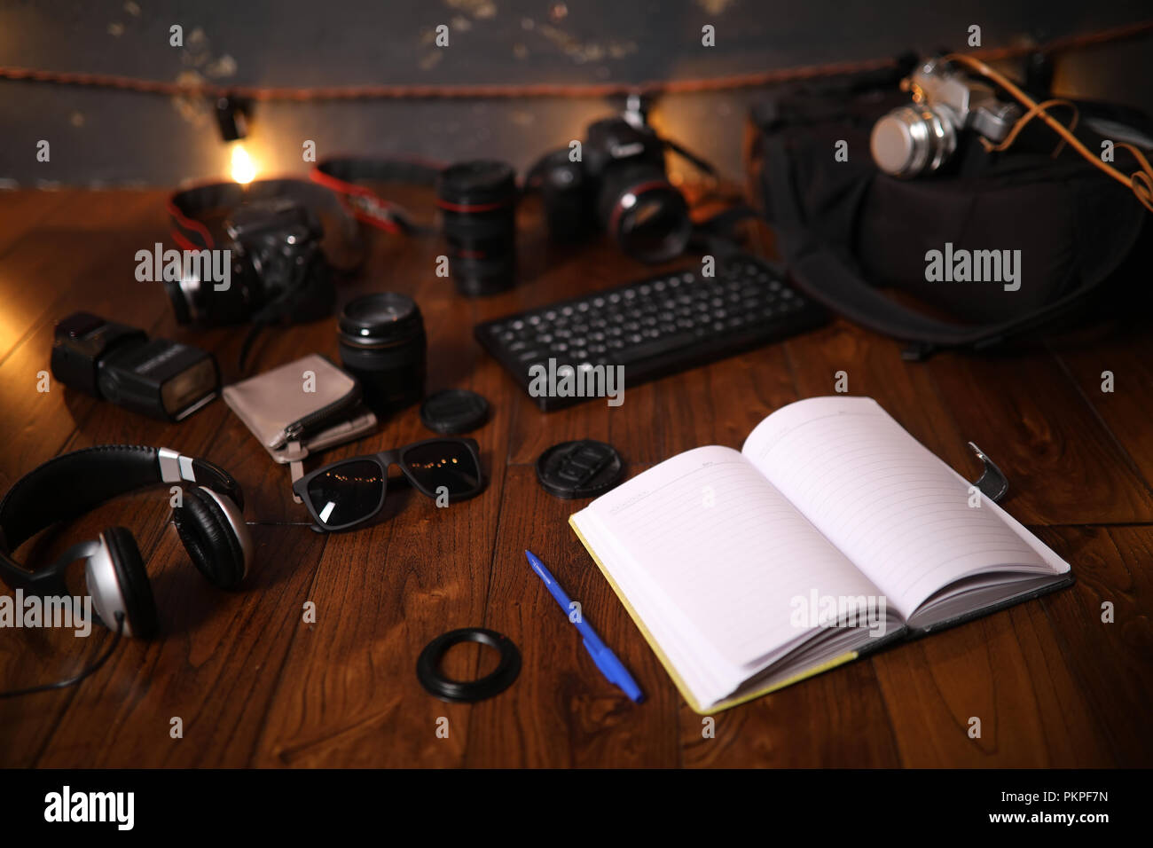 The photographer's desk, digital camera accessories Stock Photo - Alamy