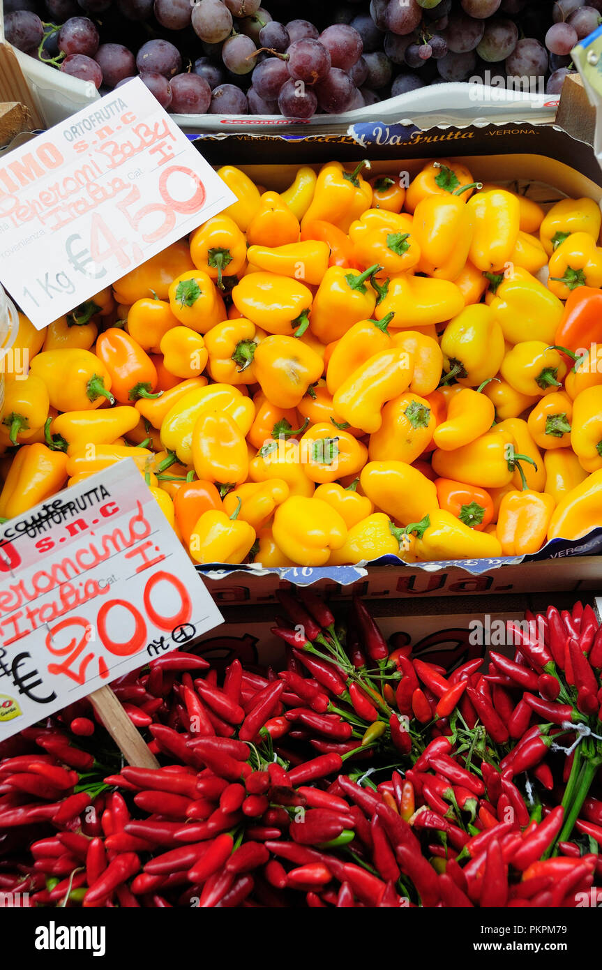 Italy, Lombardy, Lake Garda, vegetable stall, Limone Rivera Stock Photo ...
