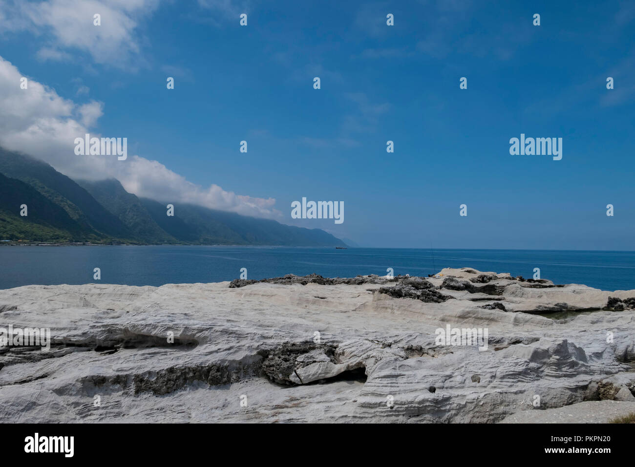 Beautiful beach, shore, moutain landscape of east coast Taiwan at ...