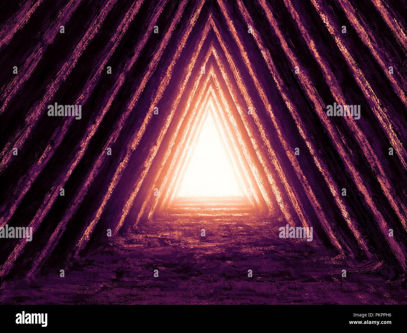 Unknown temple of destiny in pyramid. Corridor triangular shape. Genre ...