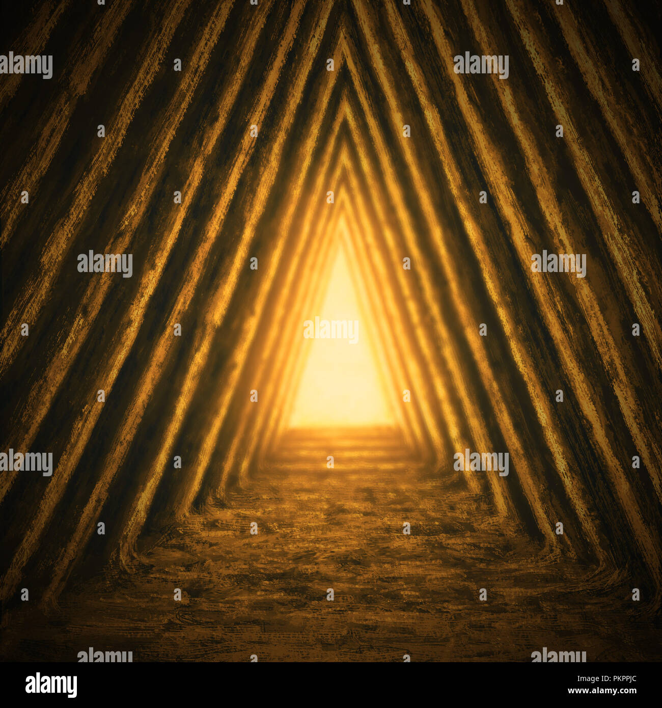 Unknown temple of destiny in pyramid illustration. Corridor triangular ...