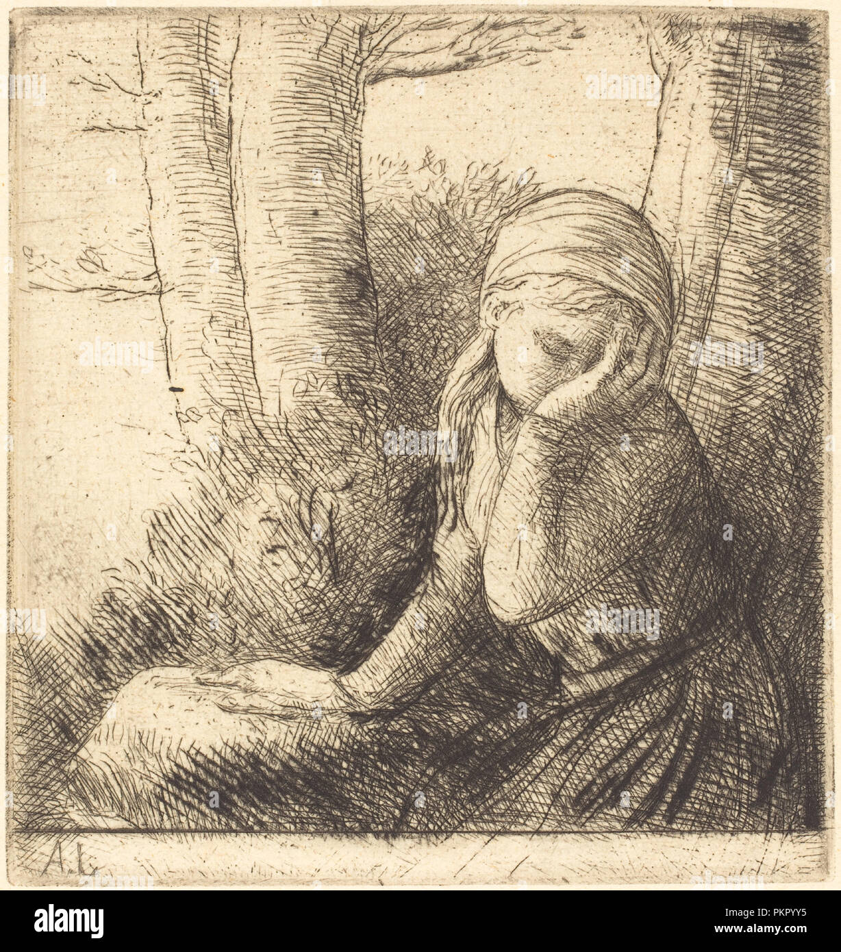 Desperate Young Girl (La jeune desesperee). Medium: etching and ...