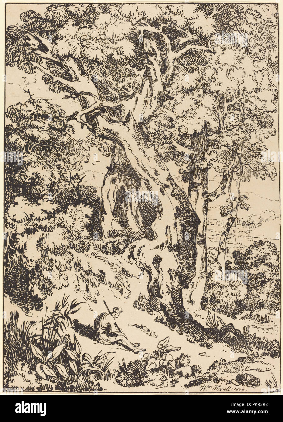 Study of Trees and Shrubs with Seated Figure. Dated: 1804. Medium: pen ...