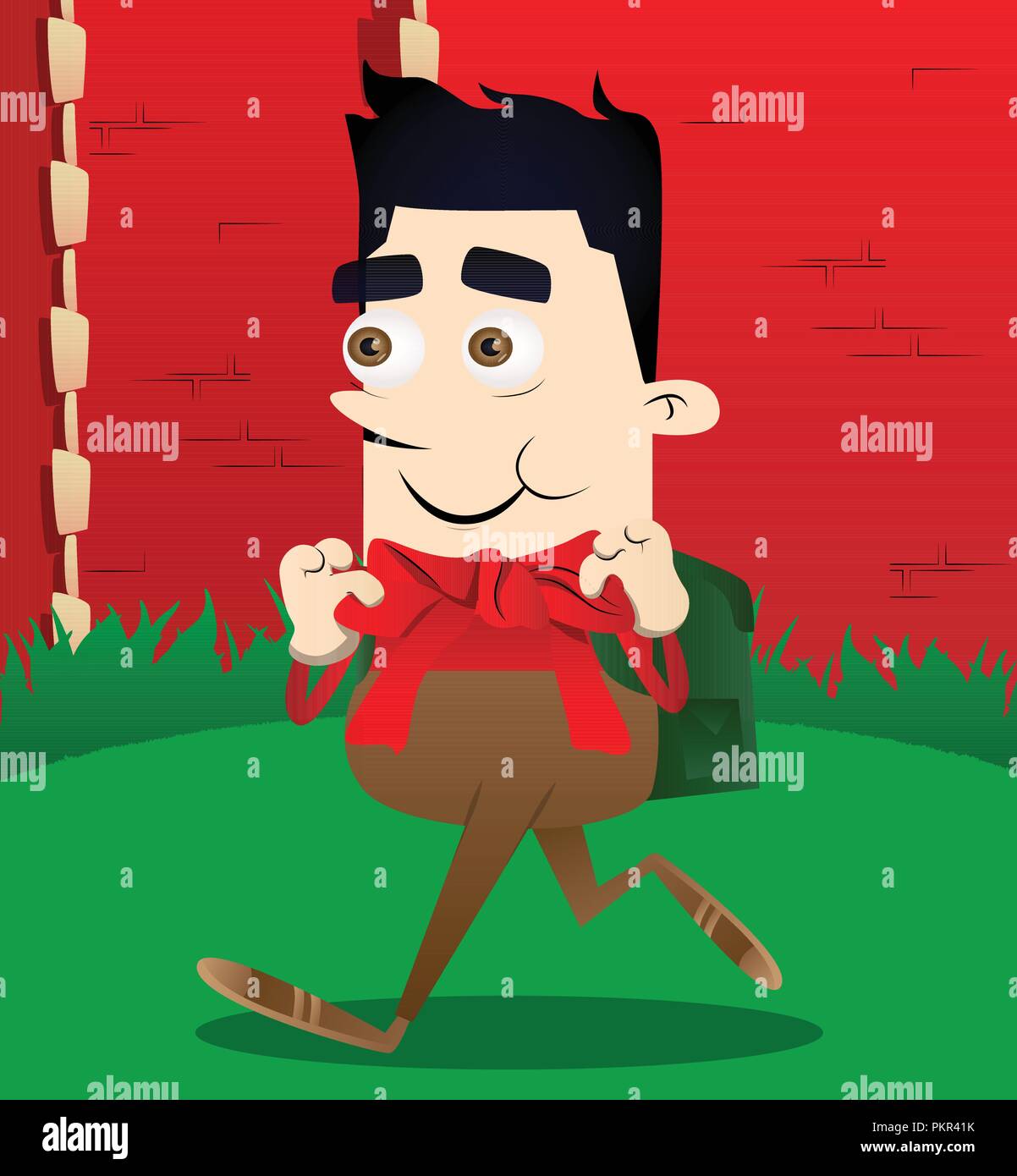 Schoolboy with big red tie. Vector cartoon character illustration Stock ...