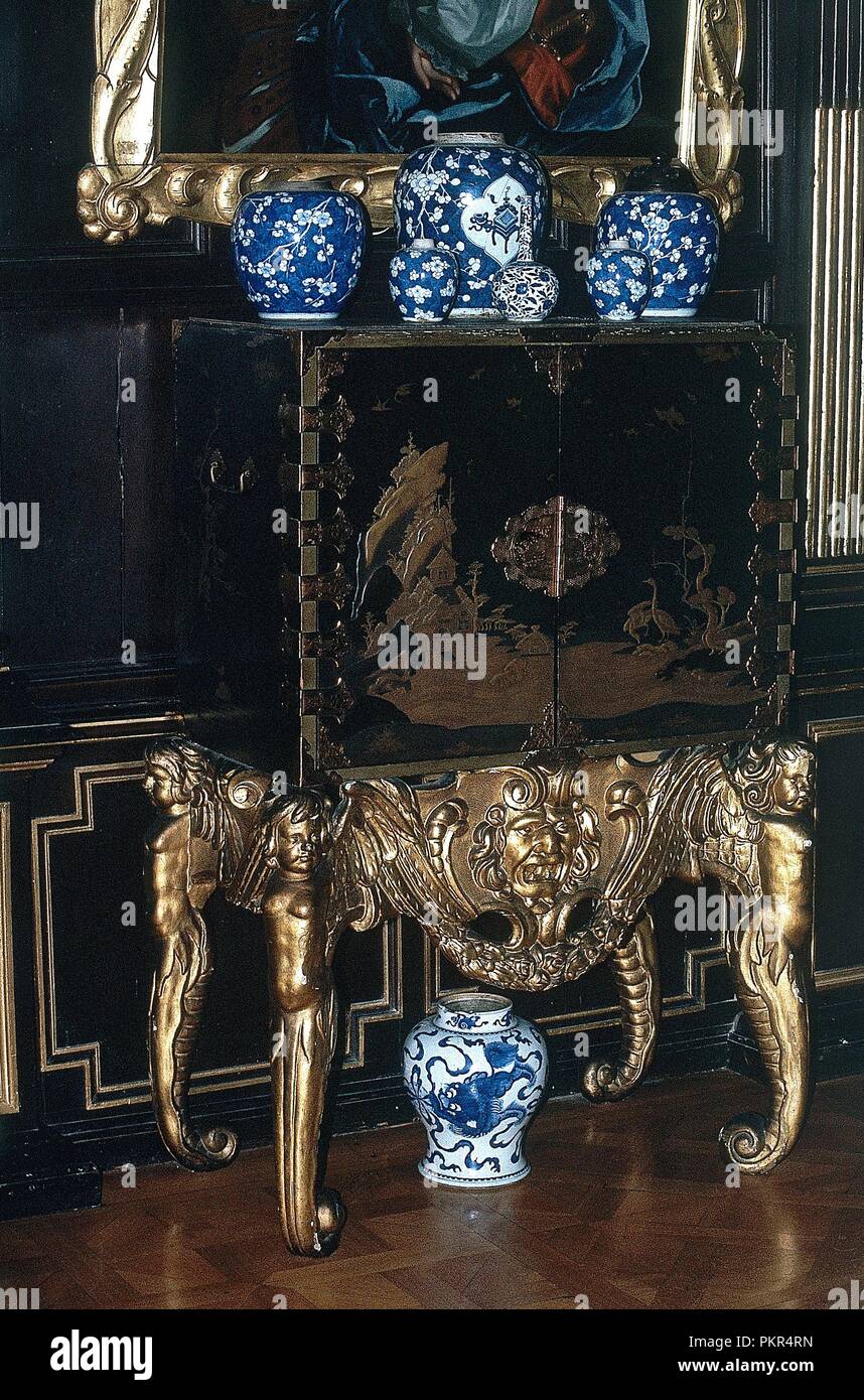 INTERIOR-CABINET CHIPPENDALE-. Location: OSTERLEY PARK. LONDON. ENGLAND ...