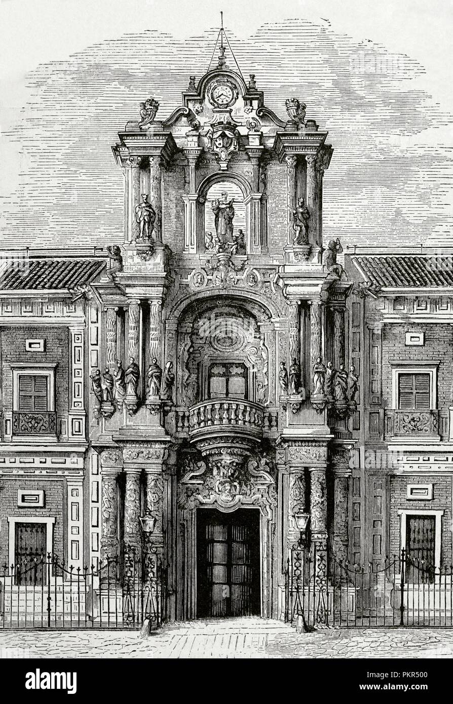 España. Andalucia. Sevilla. Fachada del Palacio de San Telmo, de estilo ...