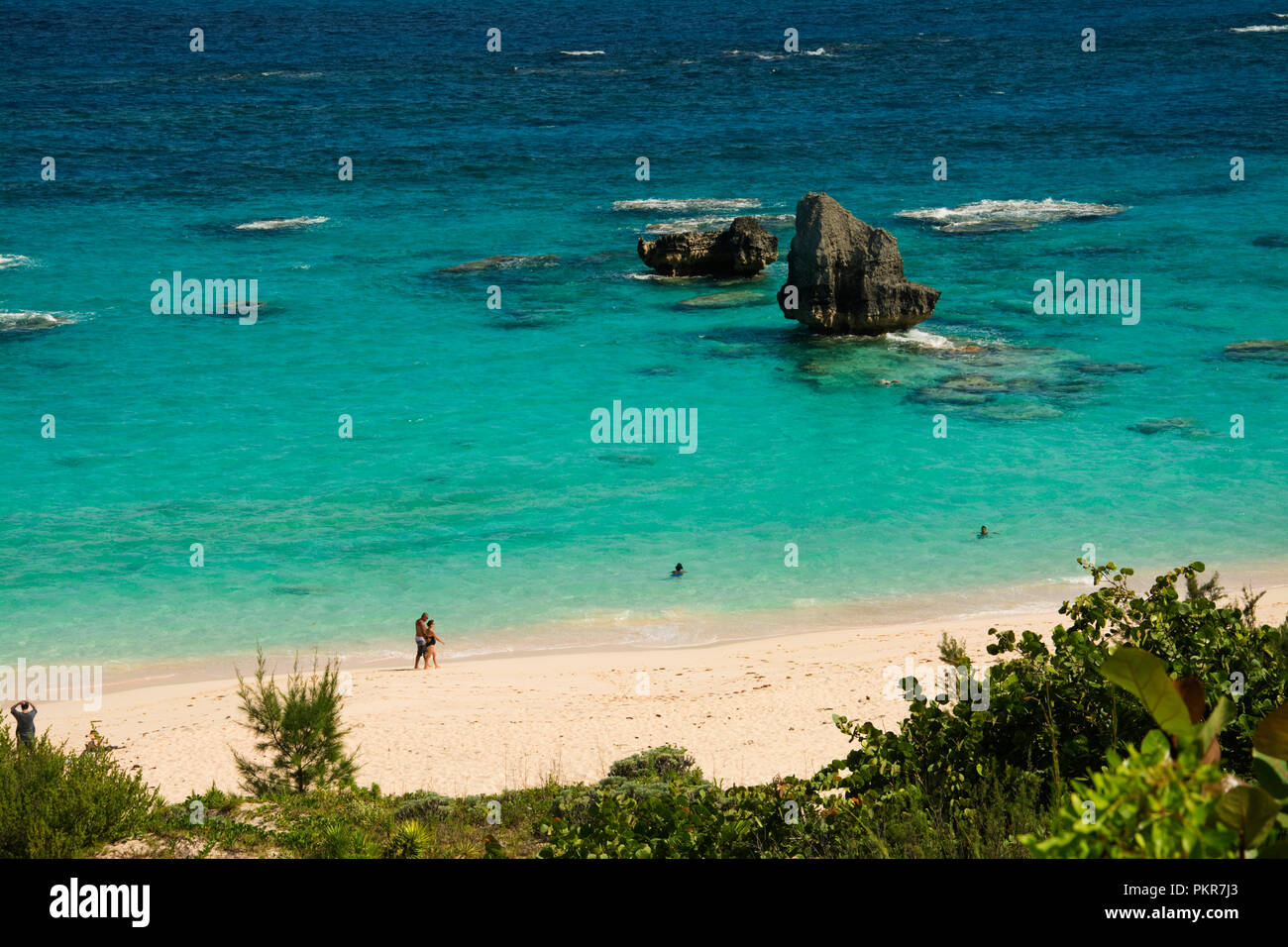Atlantic Ocean, Bermuda, Warwick Parish, Warwick Long Bay Stock Photo ...