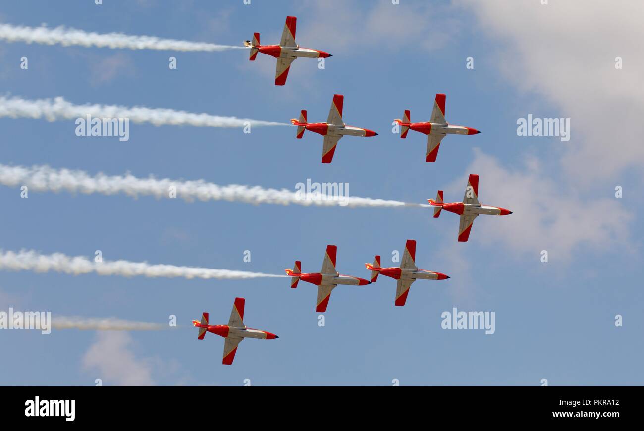 The Spanish Air Force Patrulla Aguila aerobatic display of flying in ...