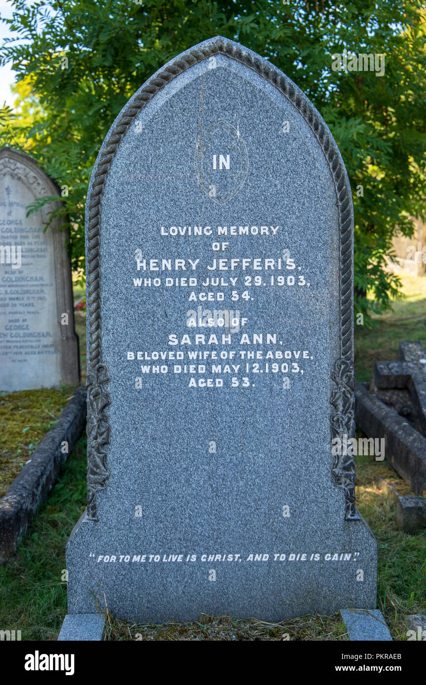 The Grave of Henry Jefferis 1903 at Locksbrook Cemetery, Bath Stock ...