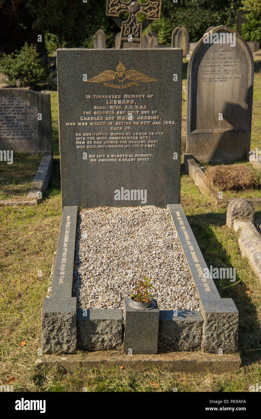 The Grave of Leonard Jardine 1942 at Locksbrook Cemetery, Bath Stock ...