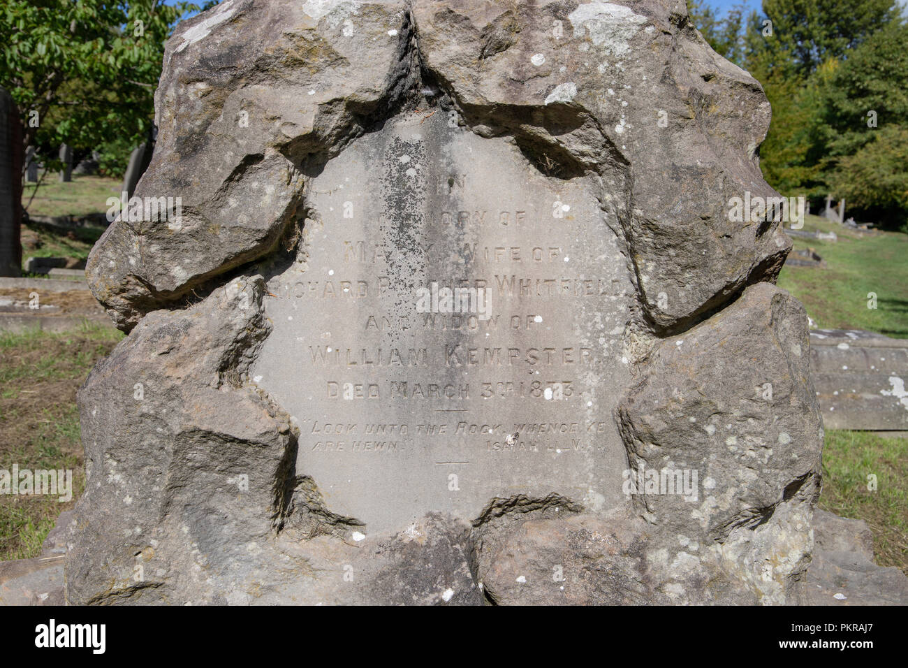 The Grave of Mary Whitfield, 1873 at Locksbrook Cemetery, Bath Stock ...