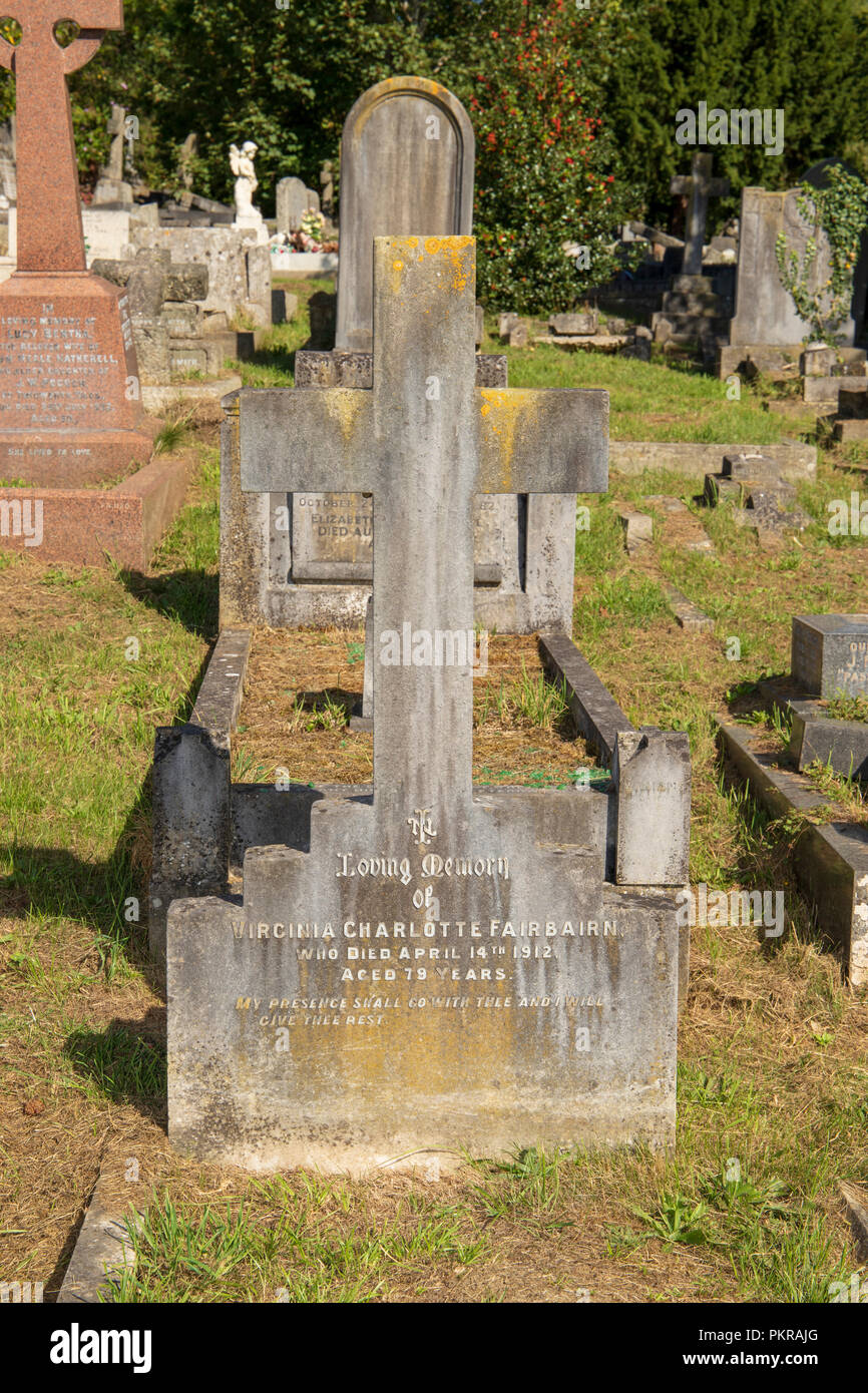 The Grave of Virginia Charlotte Fairbairn, 1912 at Locksbrook Cemetery ...