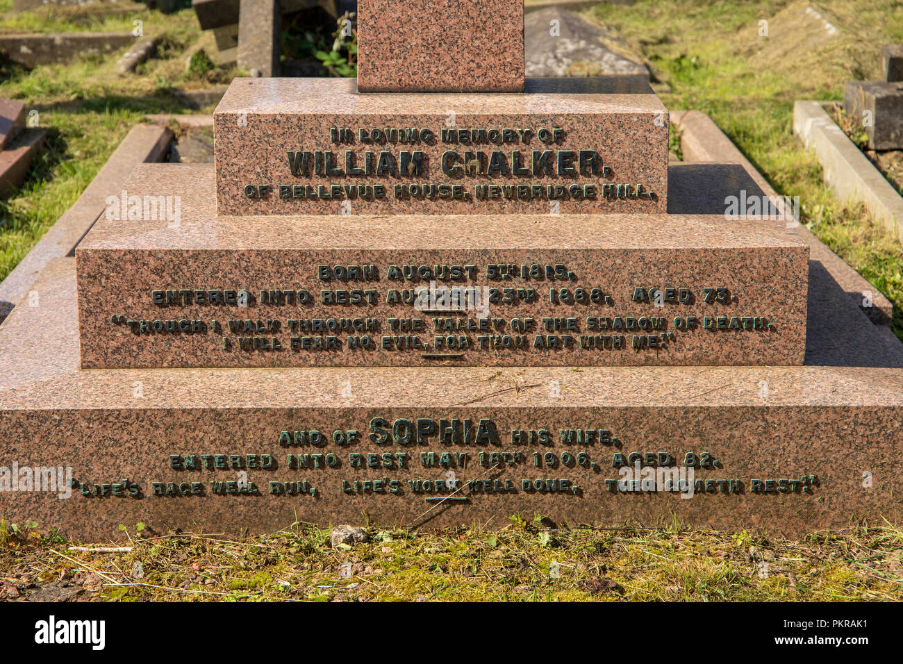 The Grave of William Chalker 1888 at Locksbrook Cemetery, Bath Stock ...