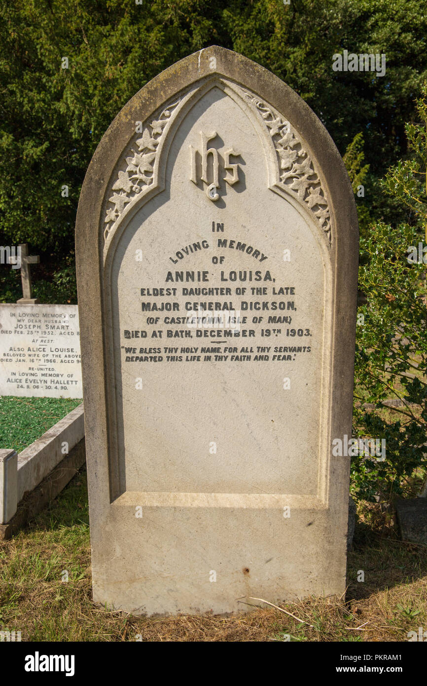 The Grave of Annie Louisa Dickson, 1903 at Locksbrook Cemetery, Bath ...