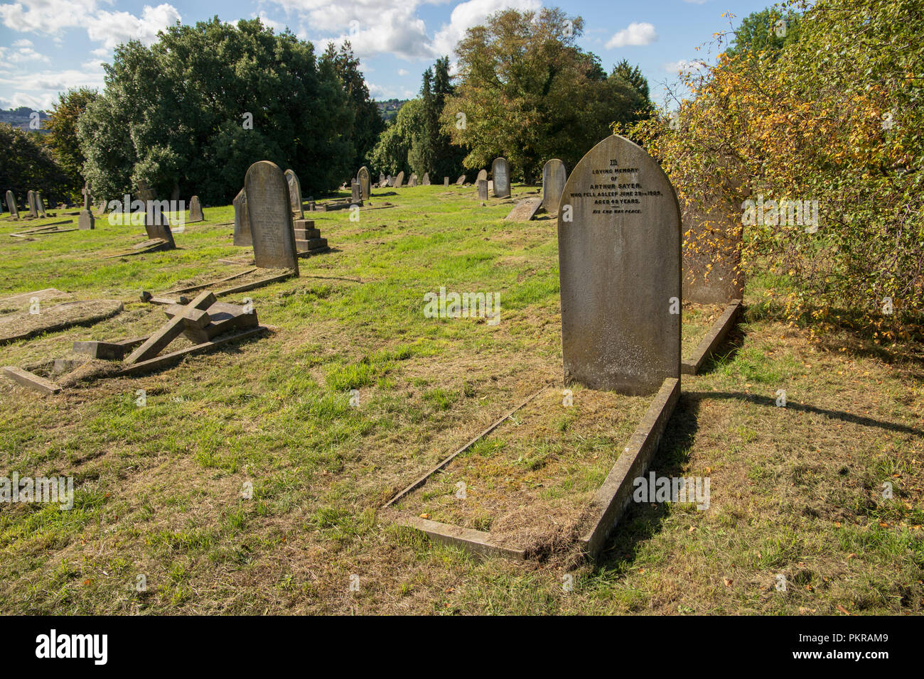 The Grave of Arthur Sayer, 1909 at Locksbrook Cemetery, Bath Stock ...