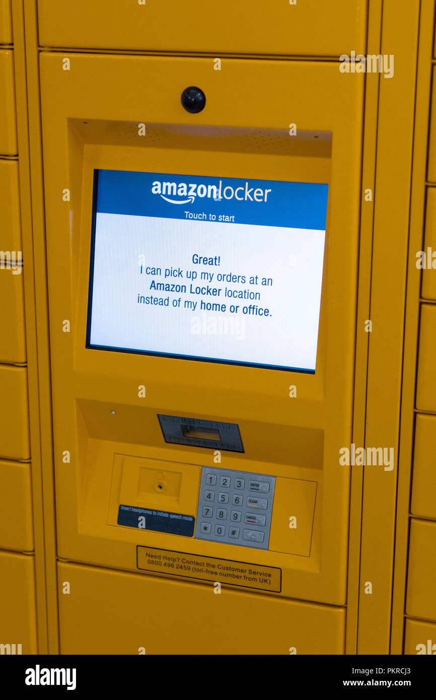 Yellow Amazon locker Stock Photo - Alamy