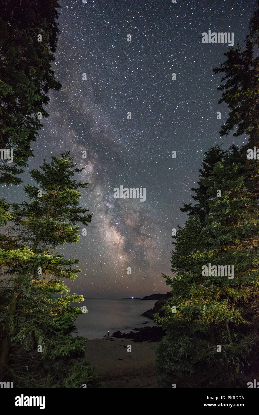 Milky Way over the beach in Maine Stock Photo - Alamy