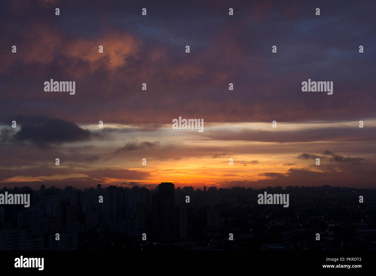 Clouds in sunset with fire color. Dramatic sunset like fire in the sky ...