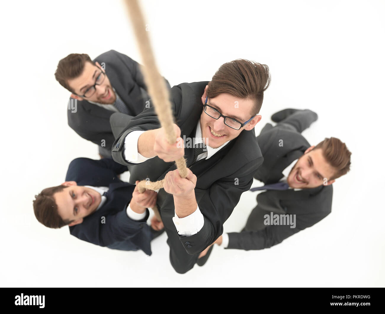 business team helping the leader to climb the rope Stock Photo - Alamy