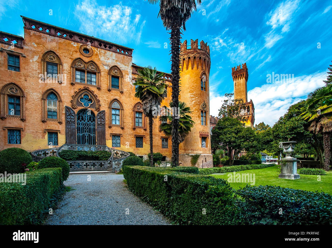 Italy Piedmont Busca Castello del Roccolo and park Stock Photo - Alamy