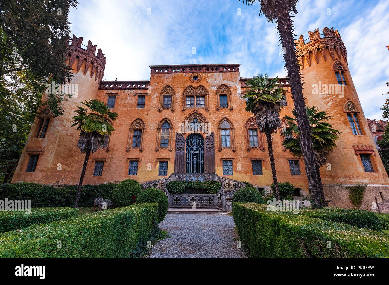 Italy Piedmont Busca Castello del Roccolo and park - The castle from ...