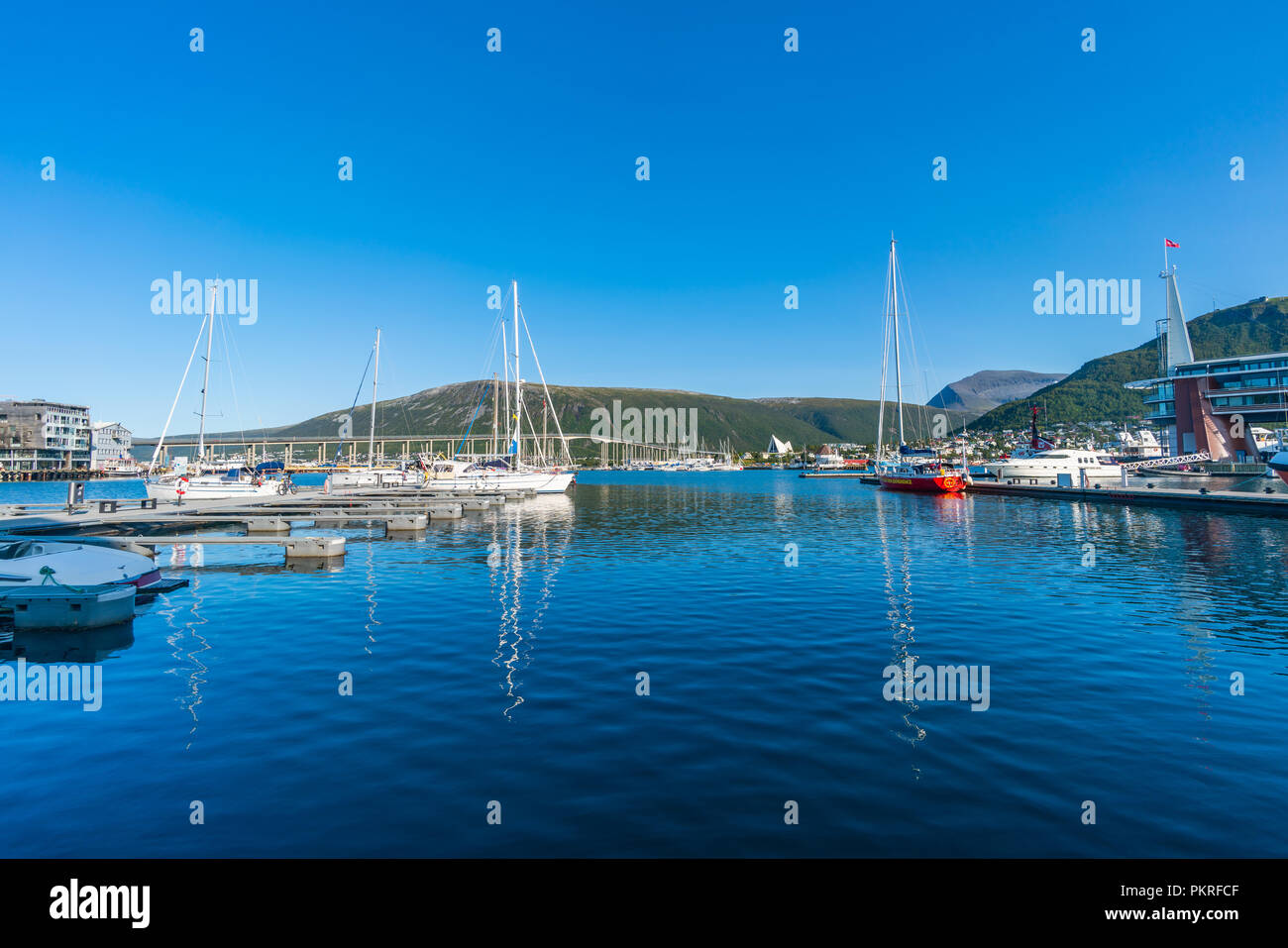 TROMSO, NORWAY - AUGUST 28, 2018: Port of Tromso has total quay length ...