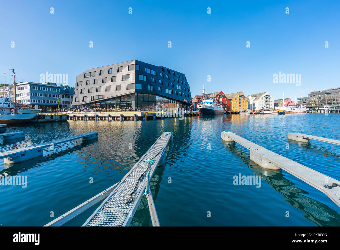 TROMSO, NORWAY - AUGUST 28, 2018: Port of Tromso has total quay length ...