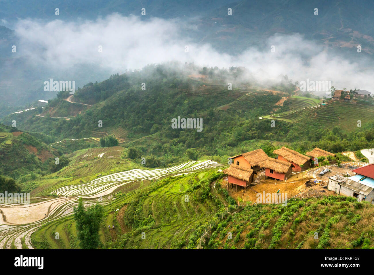 View peaceful countryside in the mountains. Magnificent scene of the ...