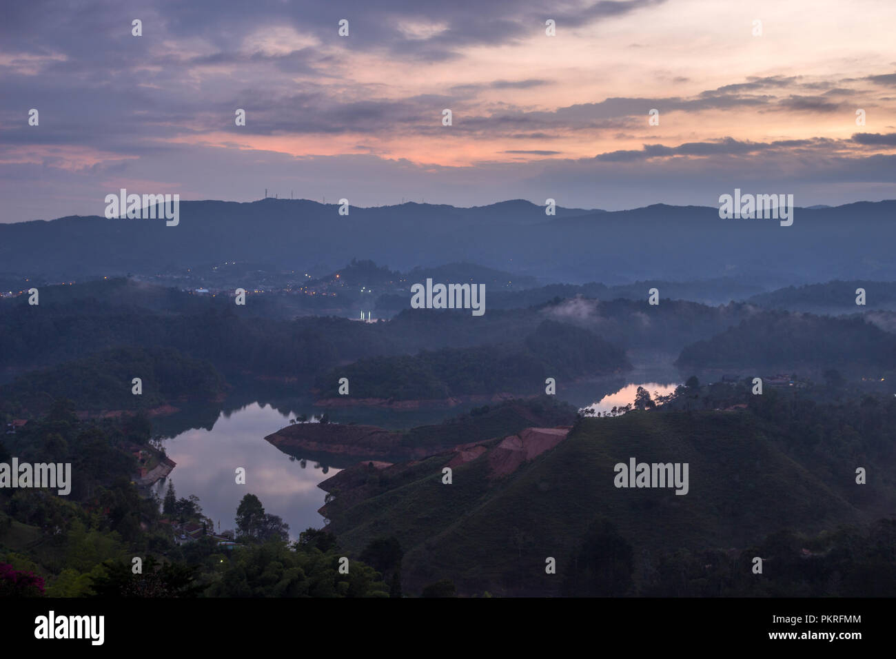 Colombian countryside at sunrise, near Guatape town and lake Stock ...