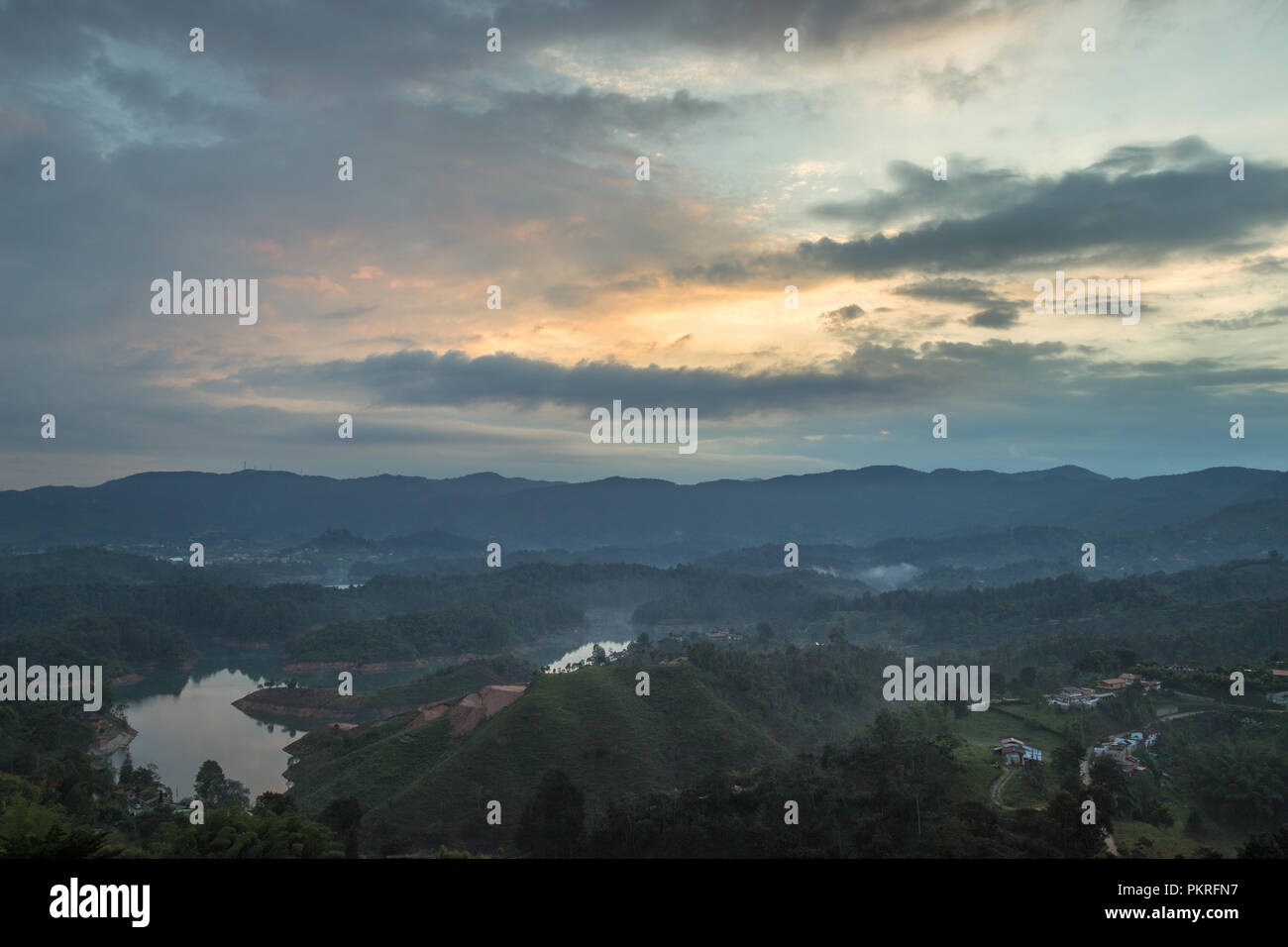 Colombian countryside at sunrise, near Guatape town and lake Stock ...