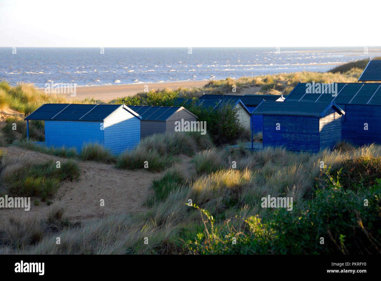 Wooden beach huts on the sea shore, Hunstanton, Norfolk, England Stock ...