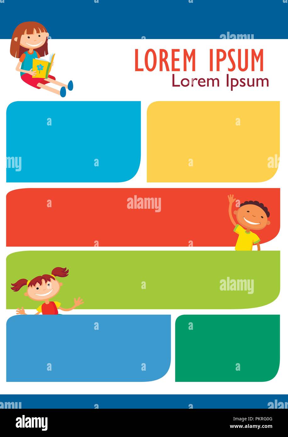 Vector brochure backgrounds with cartoon children. Infographic template ...
