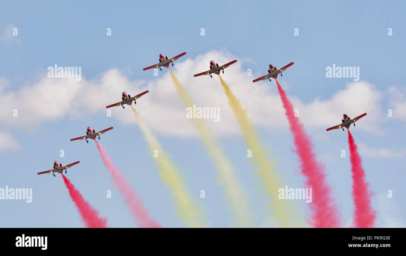 The Spanish Air Force Patrulla Aguila aerobatic display of flying in ...