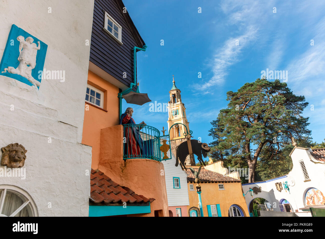 Popular tourist resort of Portmeirion with it's Italian village style ...