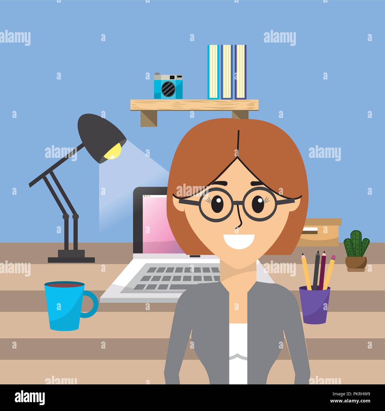 Worker at home office Stock Vector Image & Art - Alamy