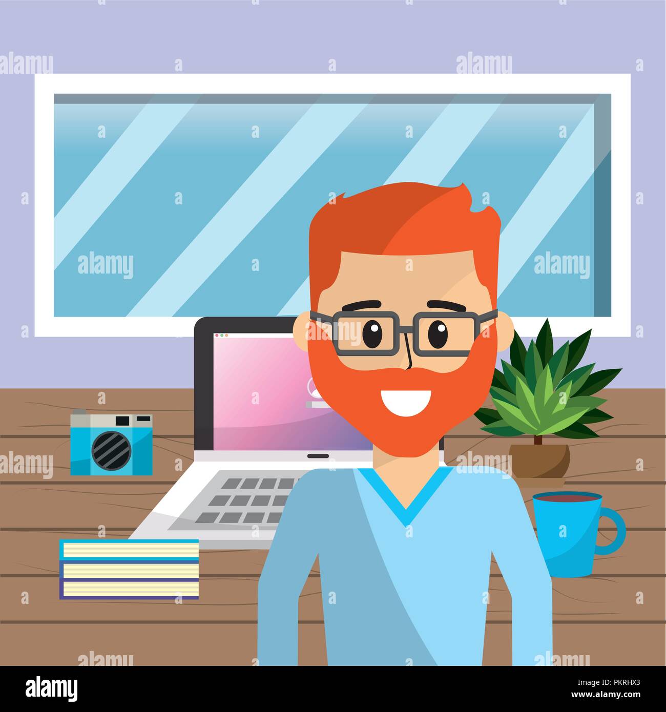 Worker at home office Stock Vector Image & Art - Alamy