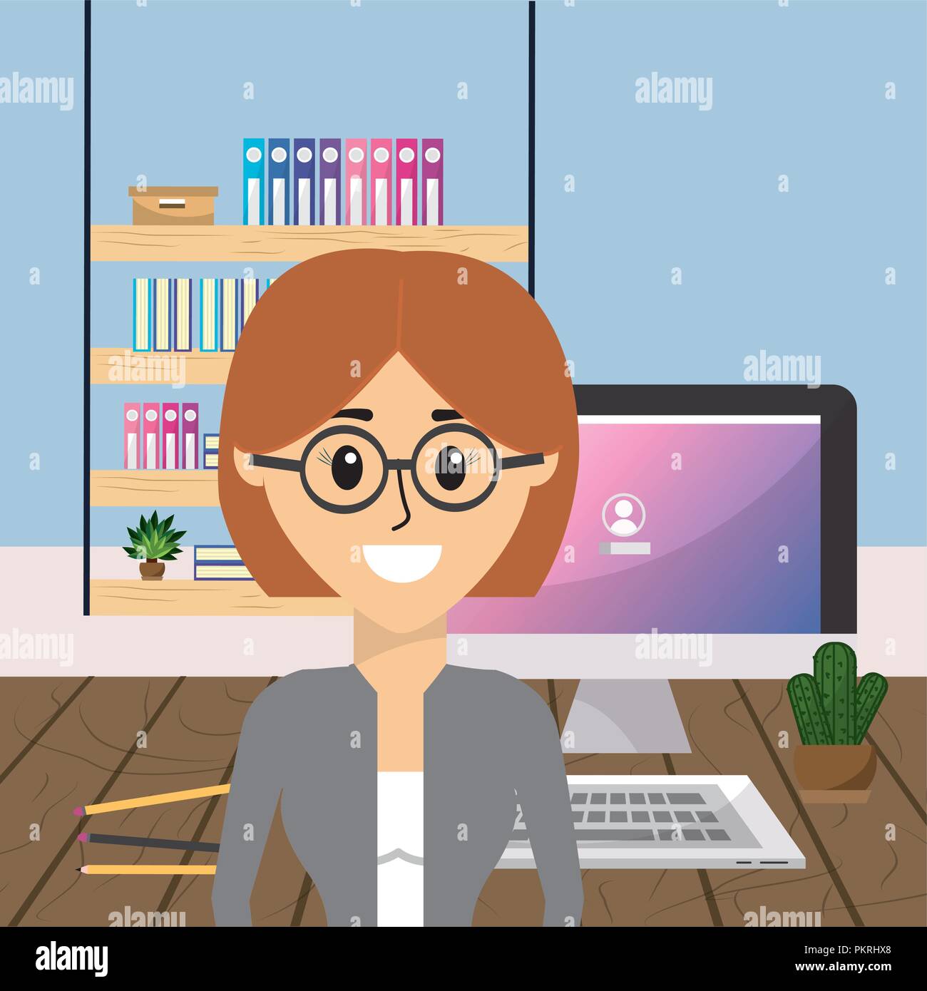At the office cartoons Stock Vector Images - Alamy