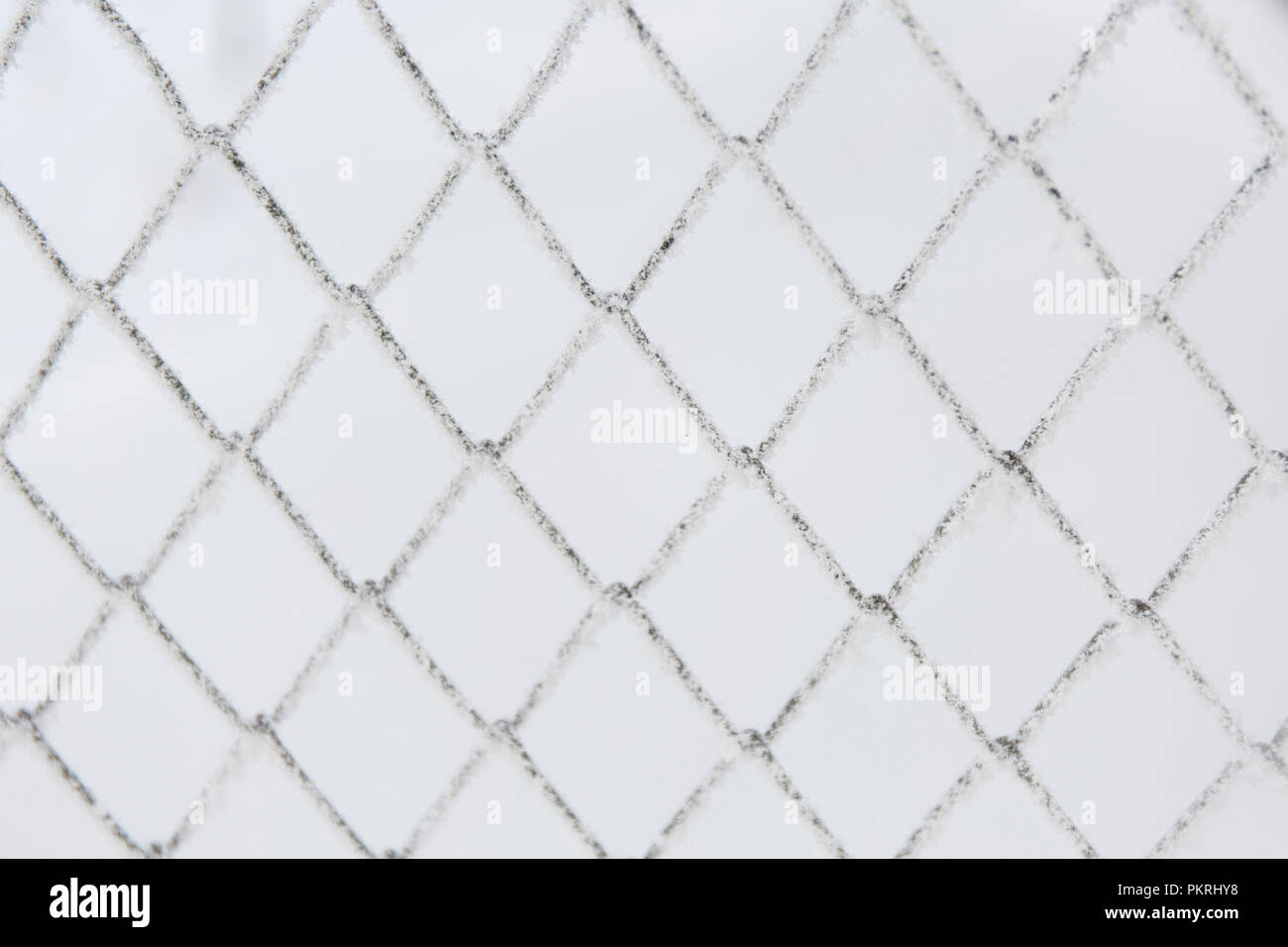 Frozen lattice fence. Snow covered grid. Winter hoarfrost Stock Photo ...
