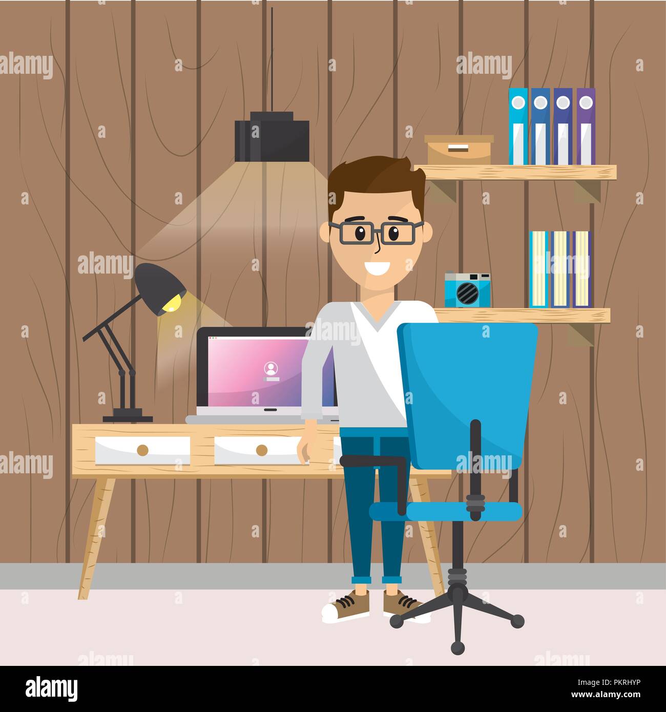 Worker at home office Stock Vector Image & Art - Alamy