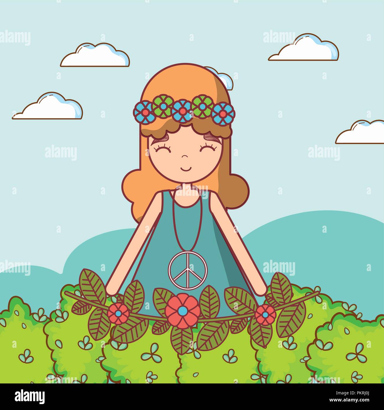 Hippie girl cartoon Stock Vector Image & Art - Alamy